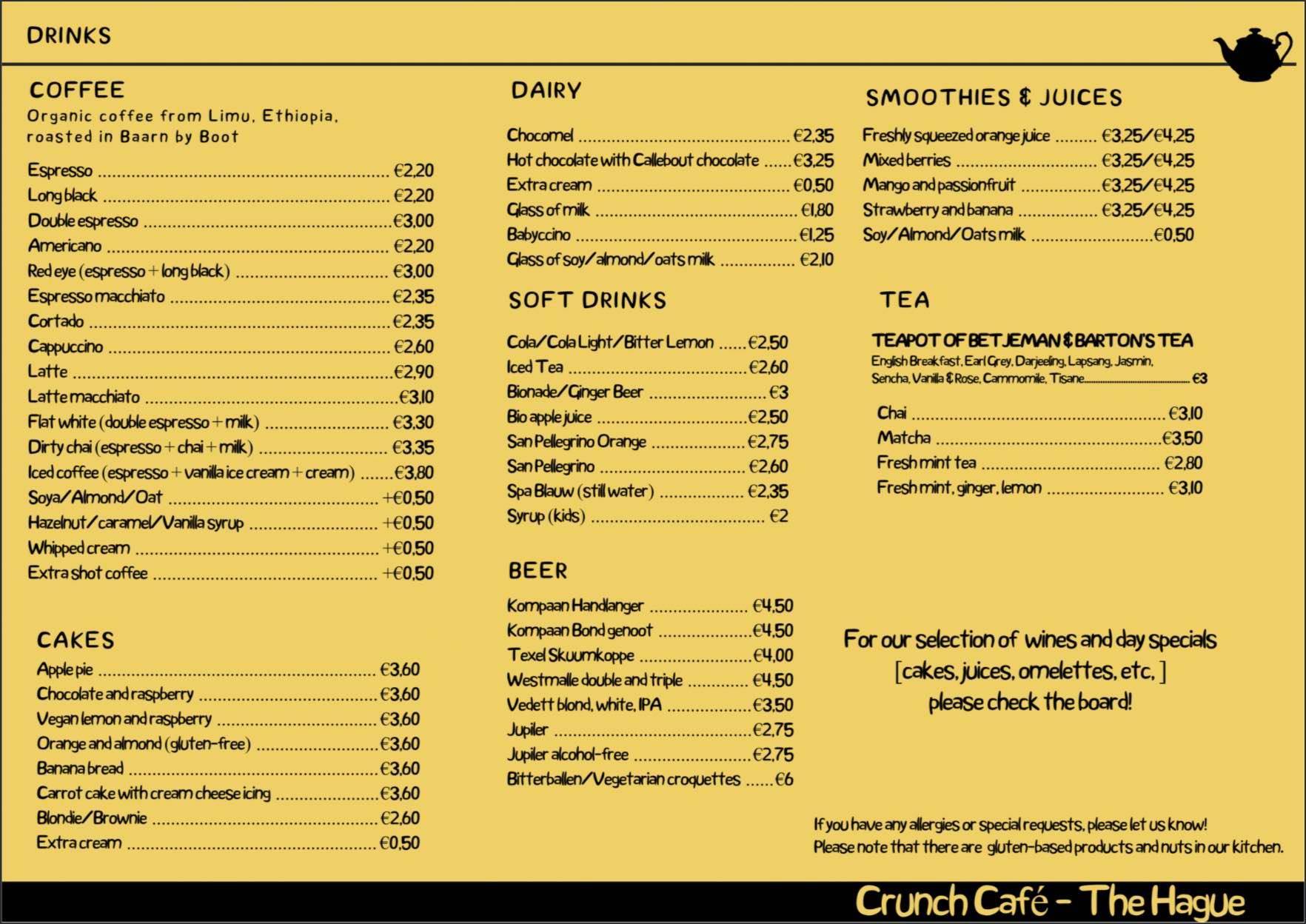Speisekarte von Crunch Café, Den Haag