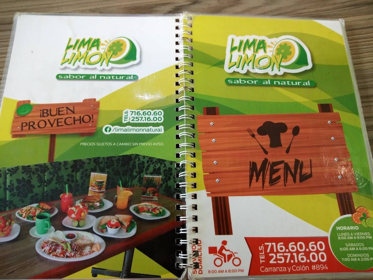 Carta del restaurante Lima Limon, Culiacán Rosales