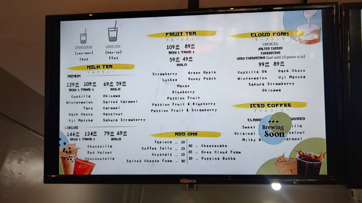 Menu at Cupzilla Milktea - Talipapa restaurant, Quezon City