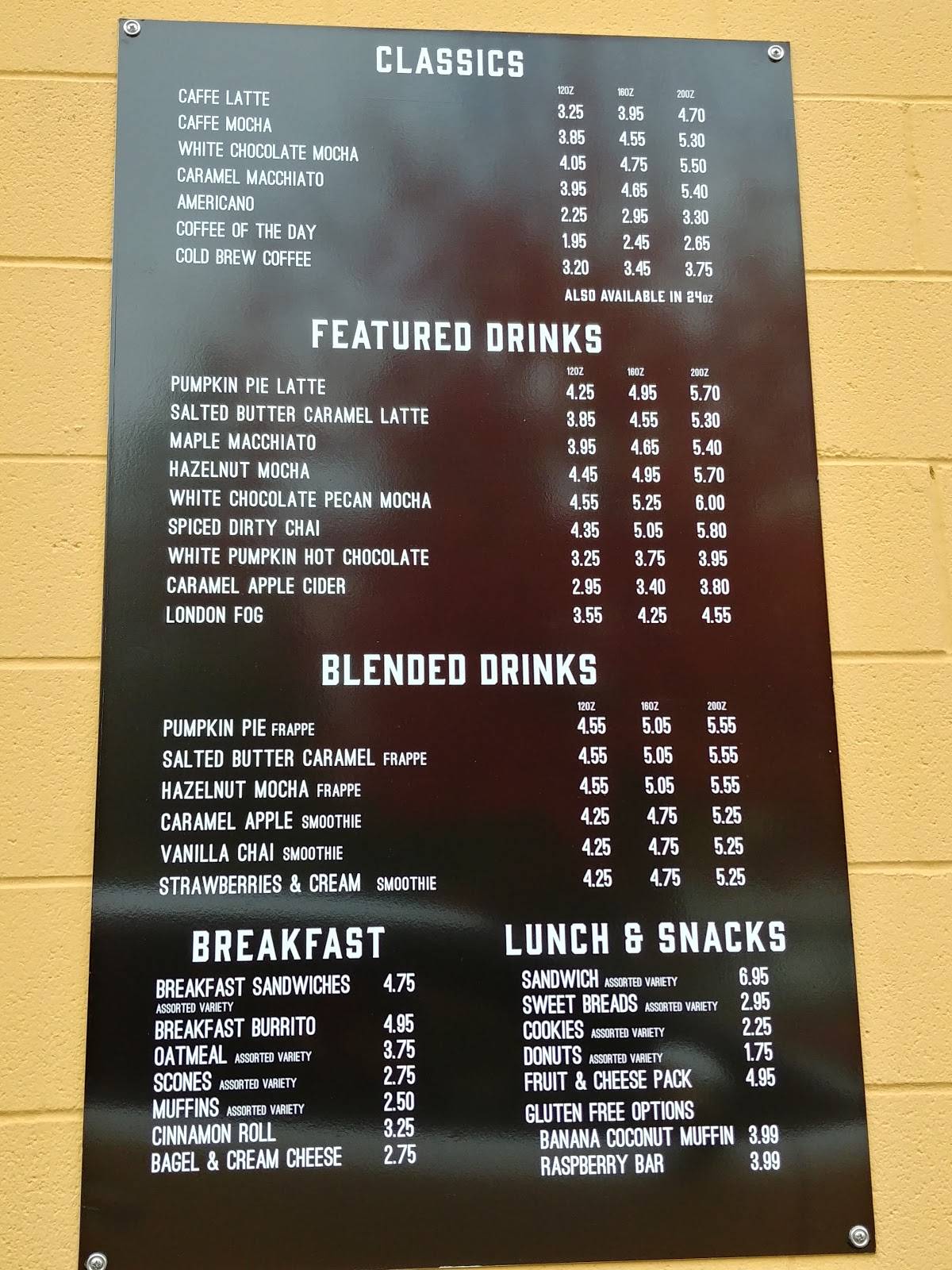 Menu at Cutters Point Coffee cafe, Lacey, Lacey Blvd SE A # A
