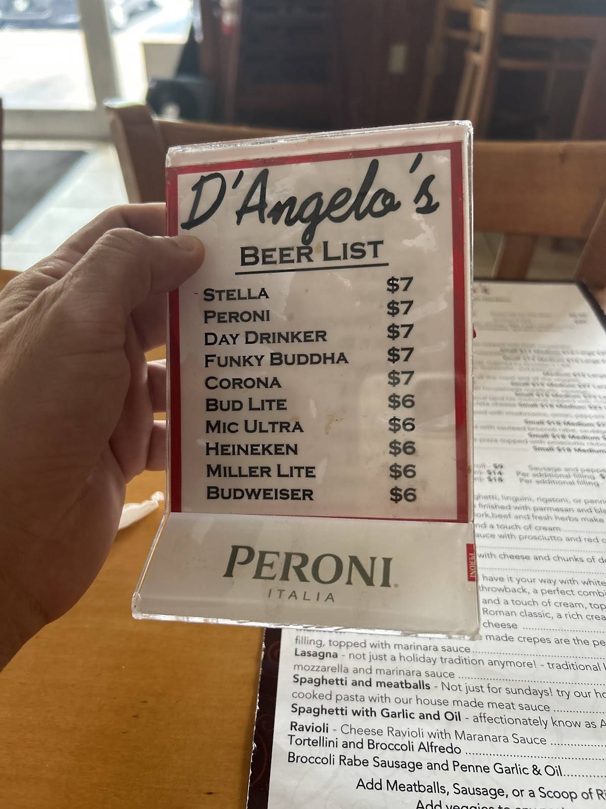 Menu at D’Angelo's pizzeria, Palm Beach Gardens