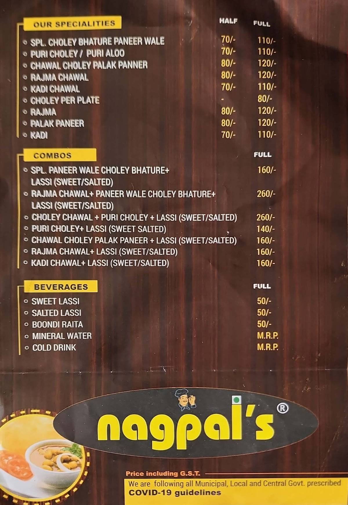 Menu at DELHI KE FAMOUS Nagpal's Chole Bhature, Mumbai