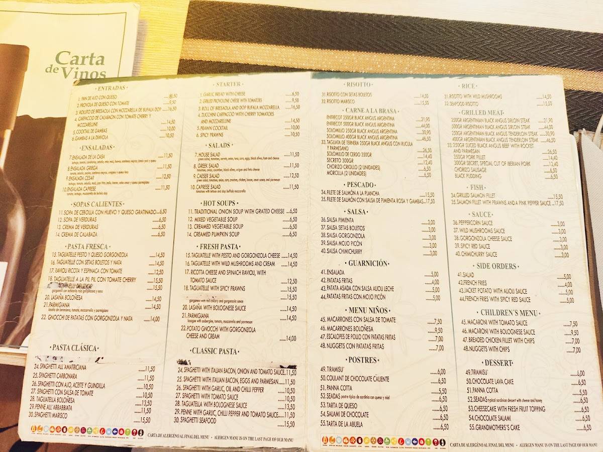 Menu at Da Checco & Paola restaurant, Benalmádena