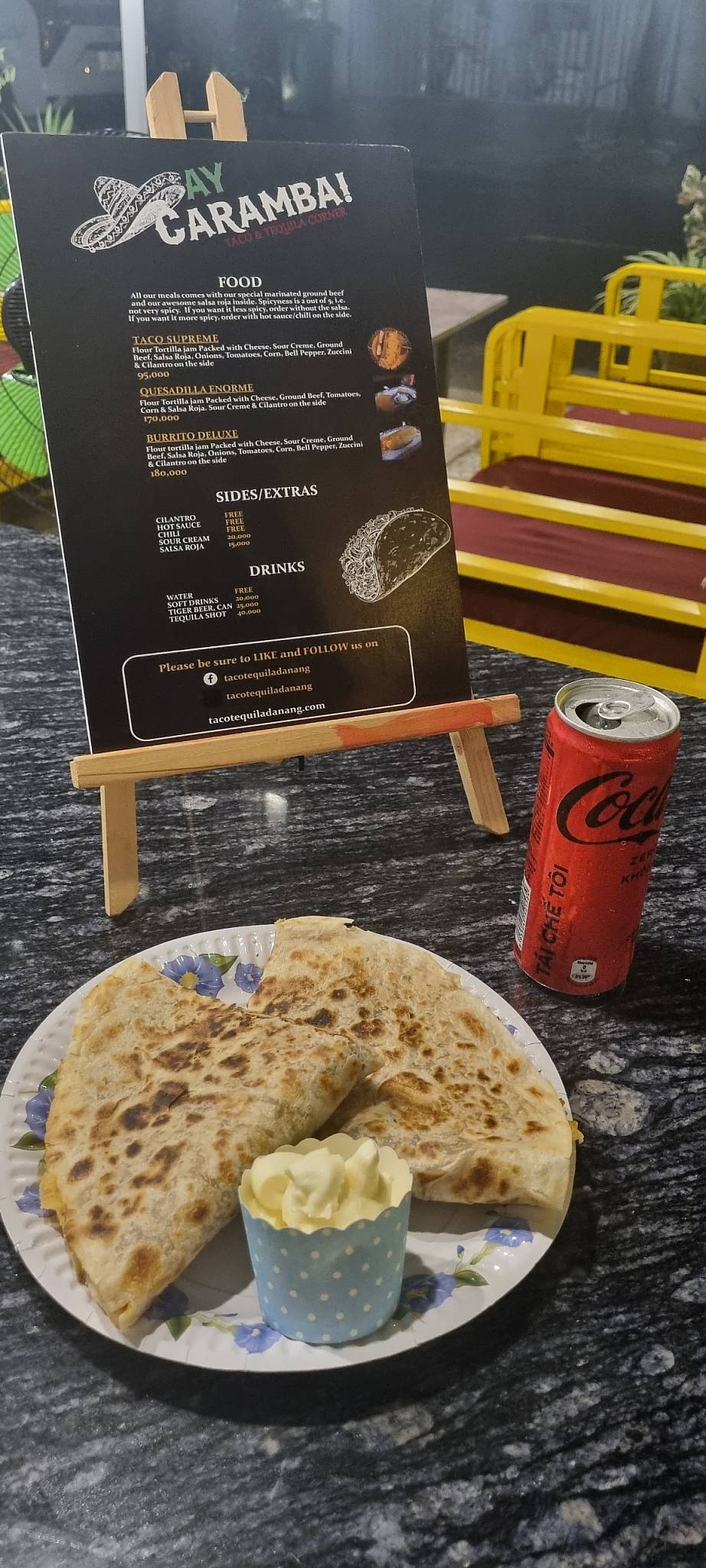 Menu at Taco & Tequila Corner restaurant, Da Nang
