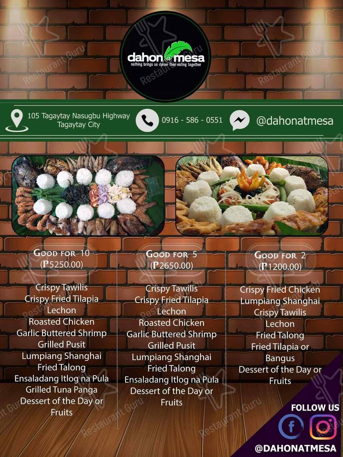 Menu at Dahon at Mesa - Tagaytay restaurant, Tagaytay