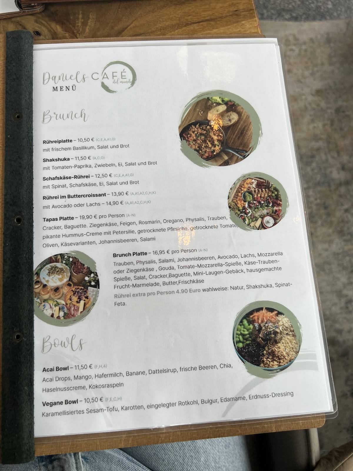 Speisekarte von Daniel's Café del Mundo cafe, Heidelberg