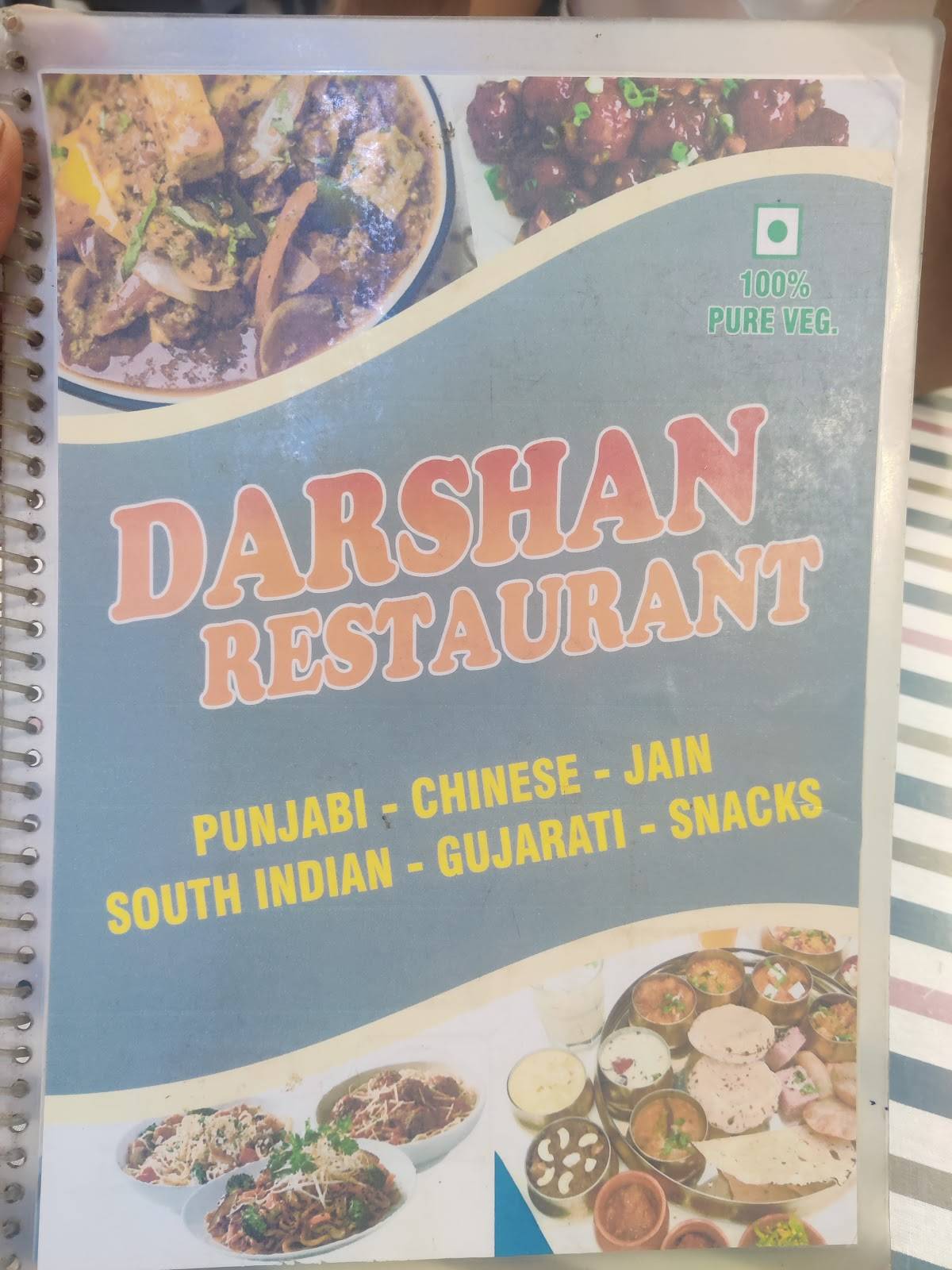 Menu at Darshan restaurant, Ahmedabad, Deepak chamber