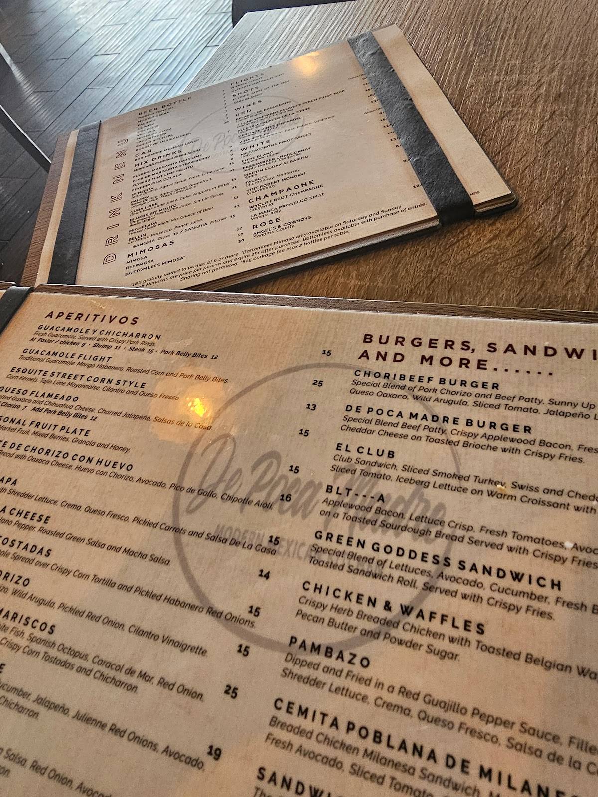 Menu at De Poca Madre Modern Mexican Kitchen pub & bar, Corona