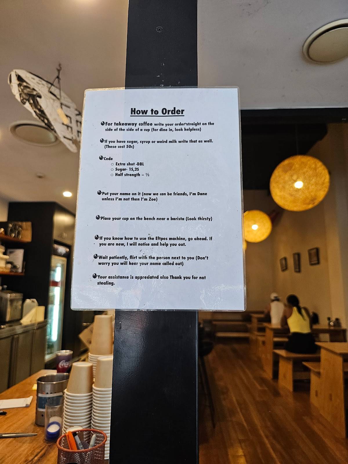 Menu at Death Star Canteen cafe, Brisbane City