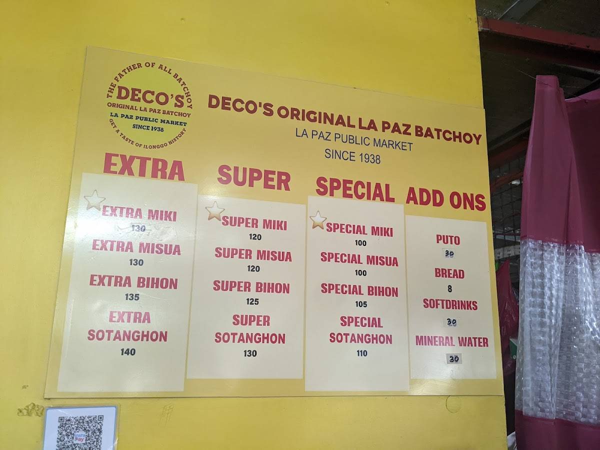 Menu at Deco's Original La Paz Batchoy- Official restaurant, Iloilo ...