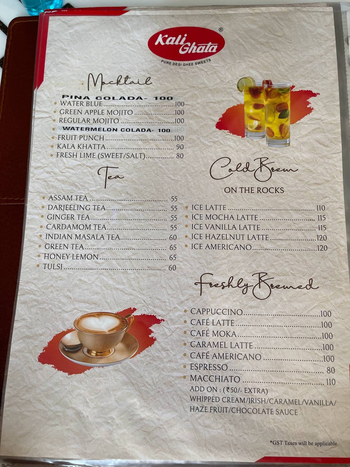 Menu at Kali Ghata, Delhi, Ramphal Chowk Rd