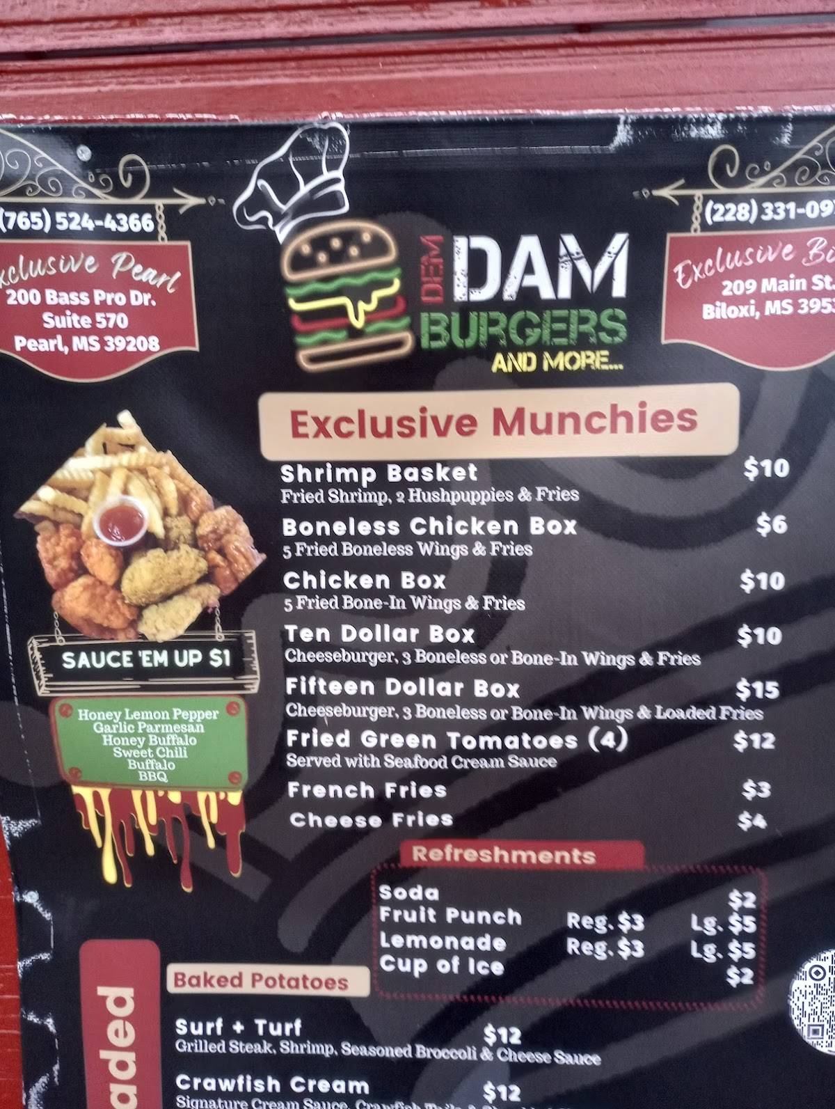 Menu at Dem Dam Burgers - Biloxi, Ms restaurant, Biloxi