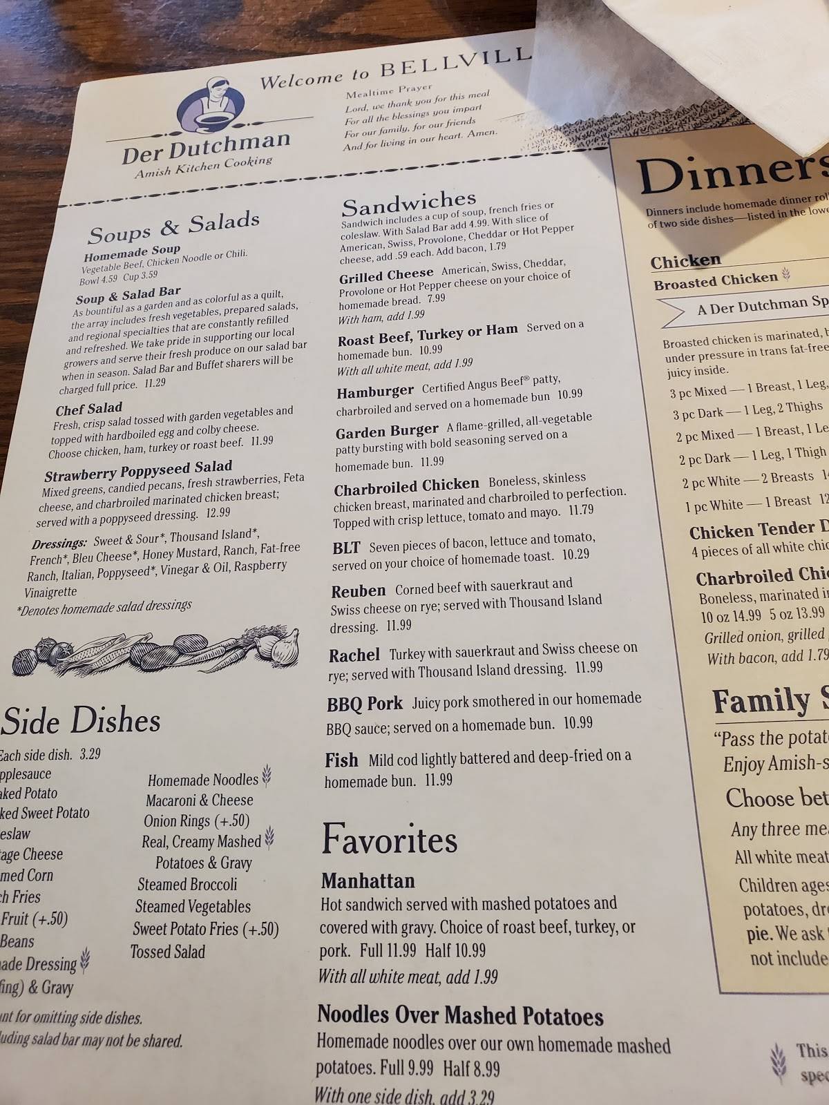 Menu at Der Dutchman restaurant, Bellville