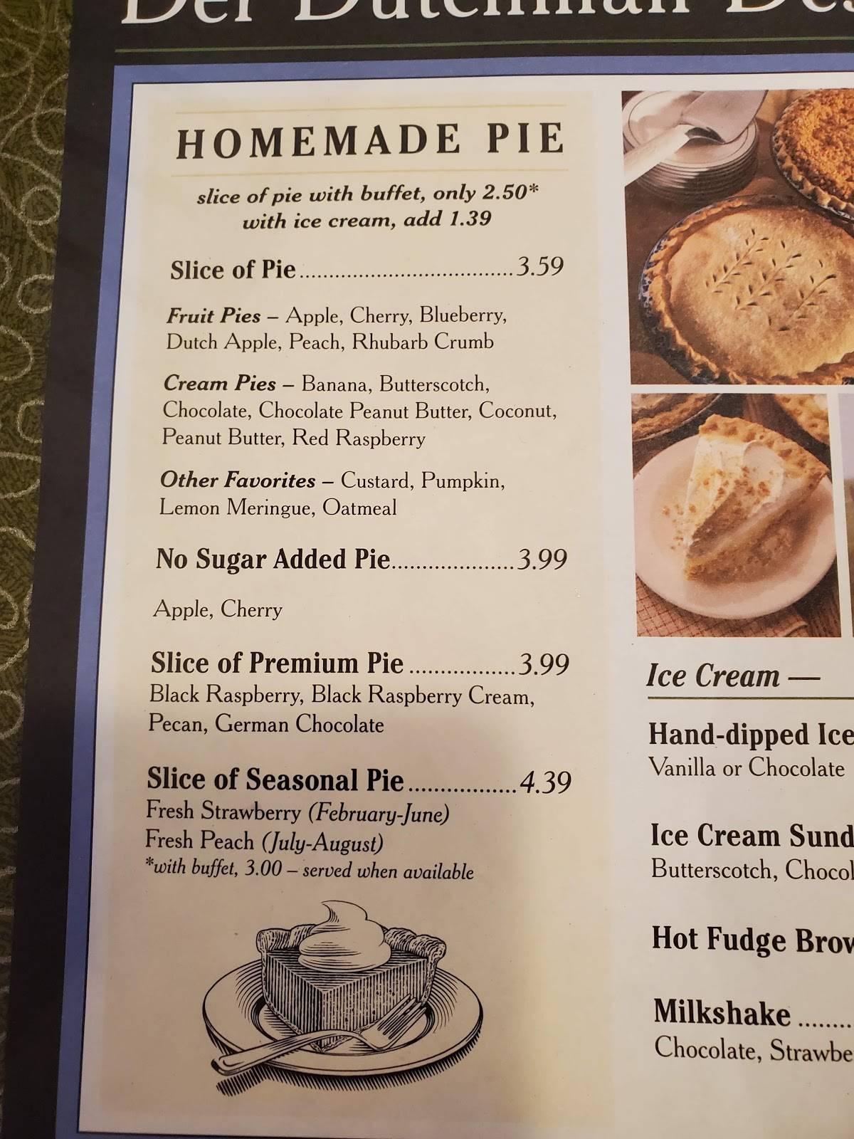 Menu at Der Dutchman restaurant, Bellville