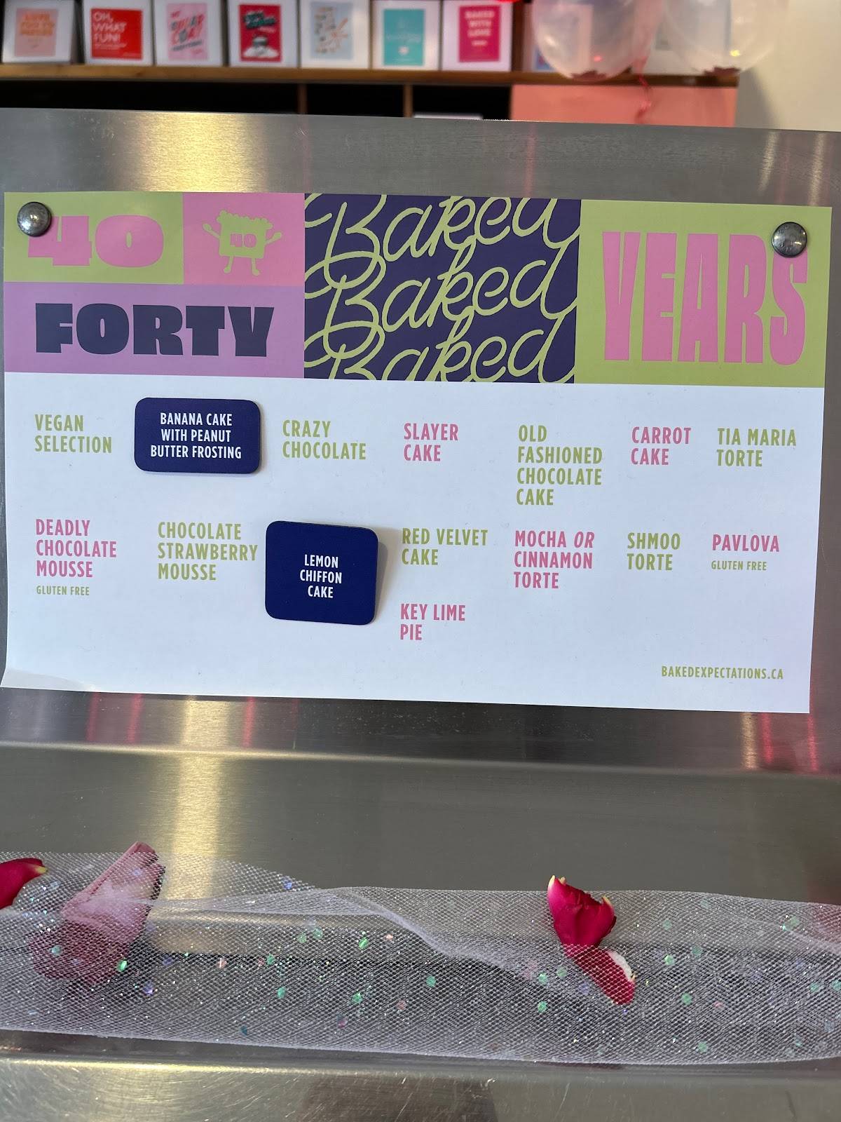 Menu au Baked Expectations desserts, Winnipeg