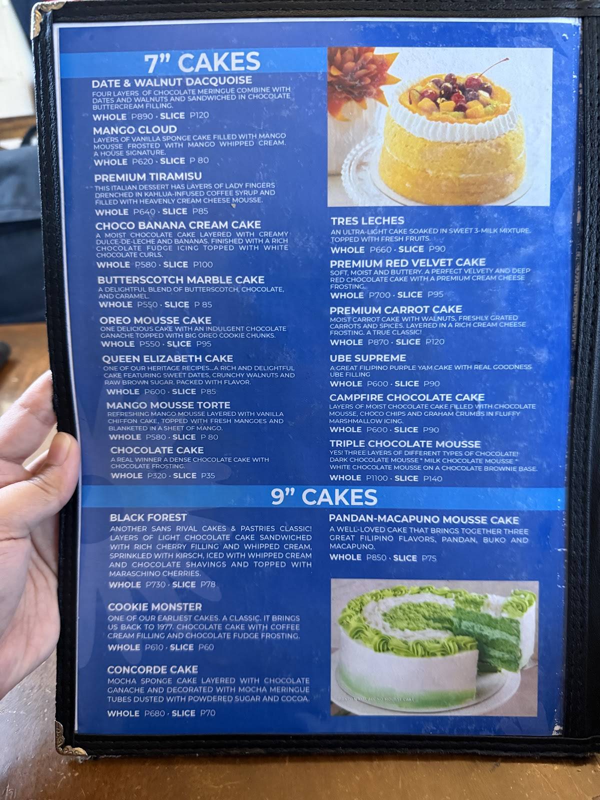 Menu at Sans Rival Cakes & Pastries desserts, Dumaguete, 165 San Jose St