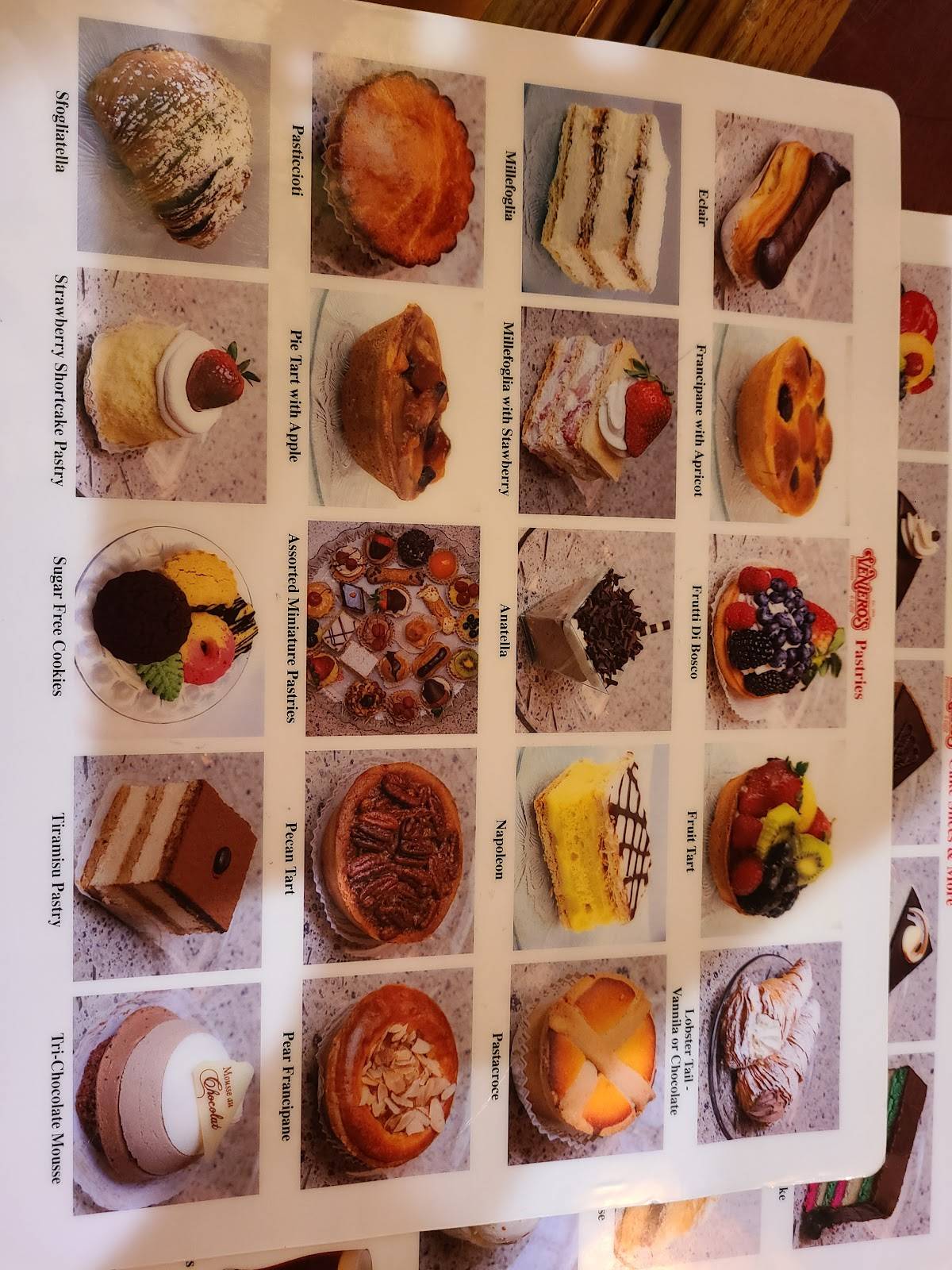 Menu at Veniero's Pasticceria & Caffe desserts, New York City