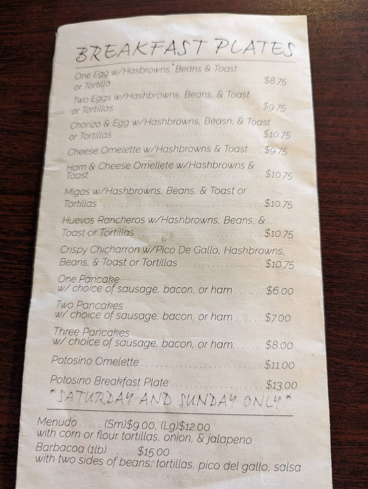 Menu at Destiny's Grill restaurant, Ozona