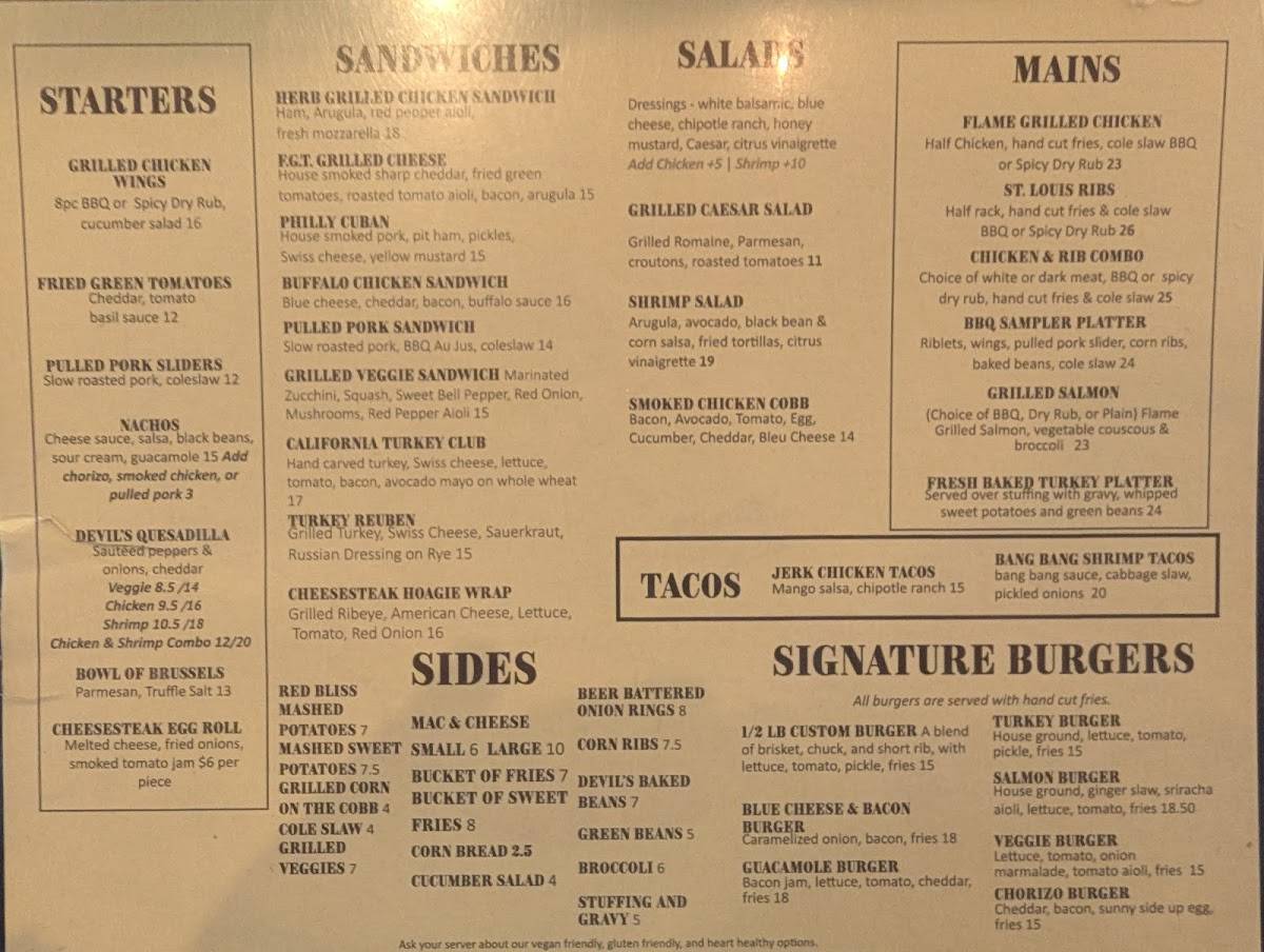 Menu at Devil's Alley Bar & Grill, Philadelphia, Chestnut St