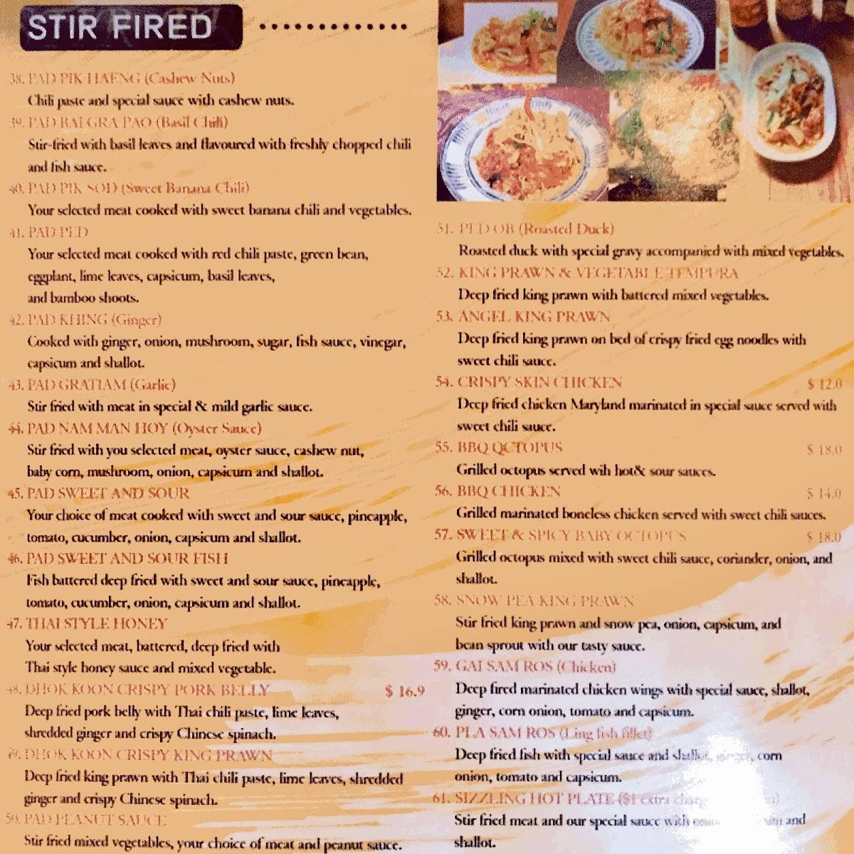 Menu at Dhok Koon Thai Restaurant, Fairy Meadow