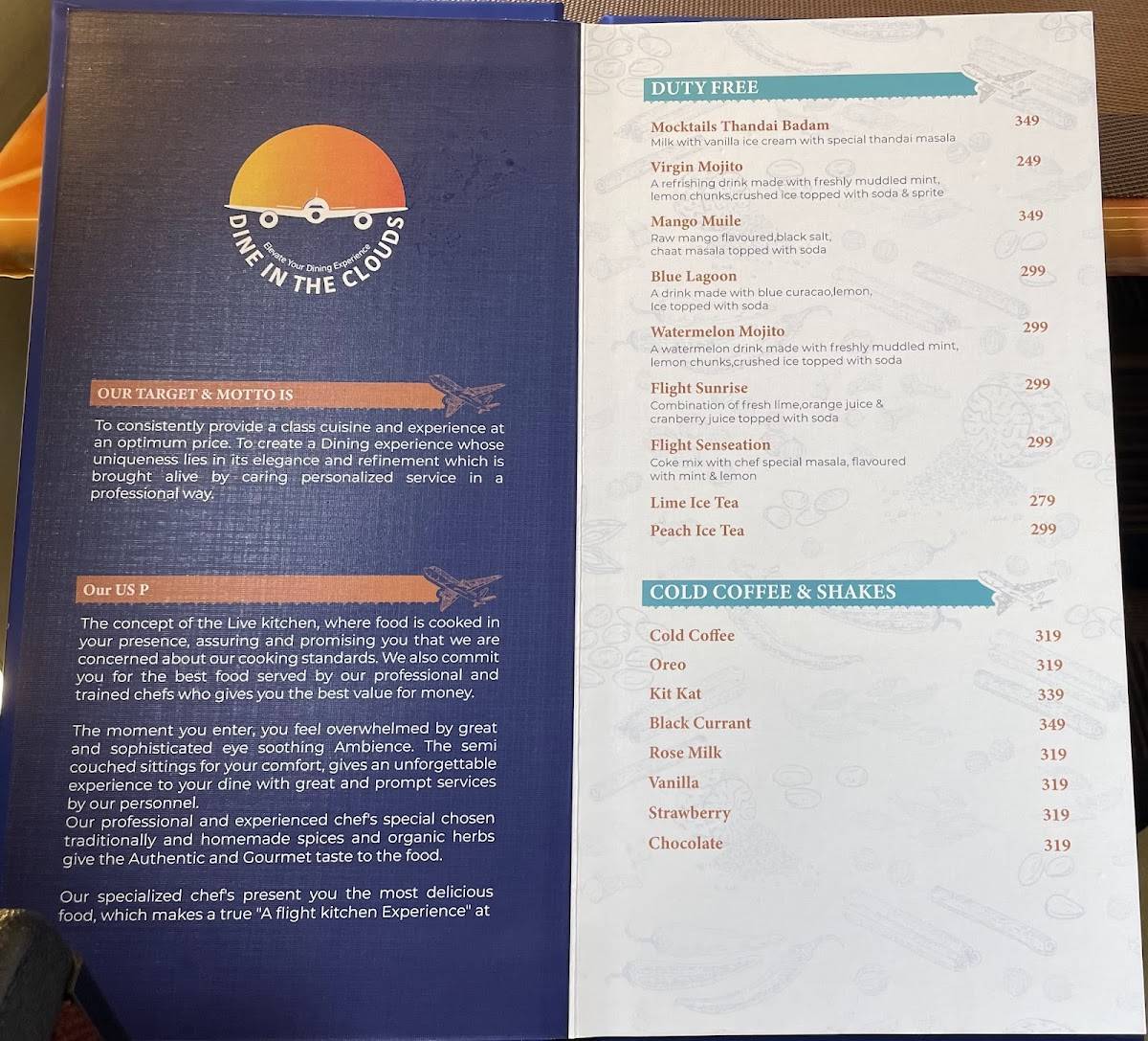 Menu at Dine In The Clouds - Ahmedabad, Ahmedabad