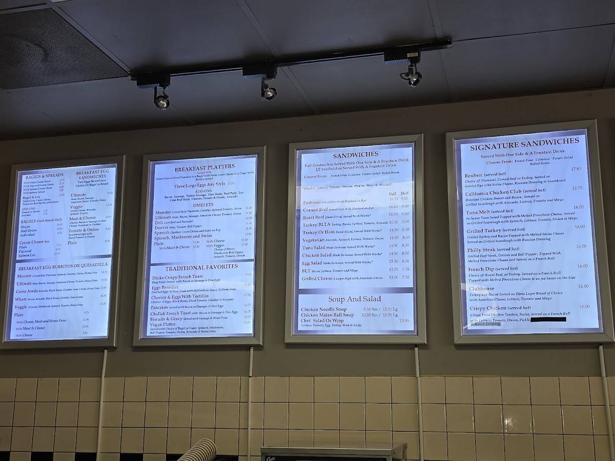 Menu at Dinks Deli & Bagel Bakery, Santa Clarita, McBean Pkwy