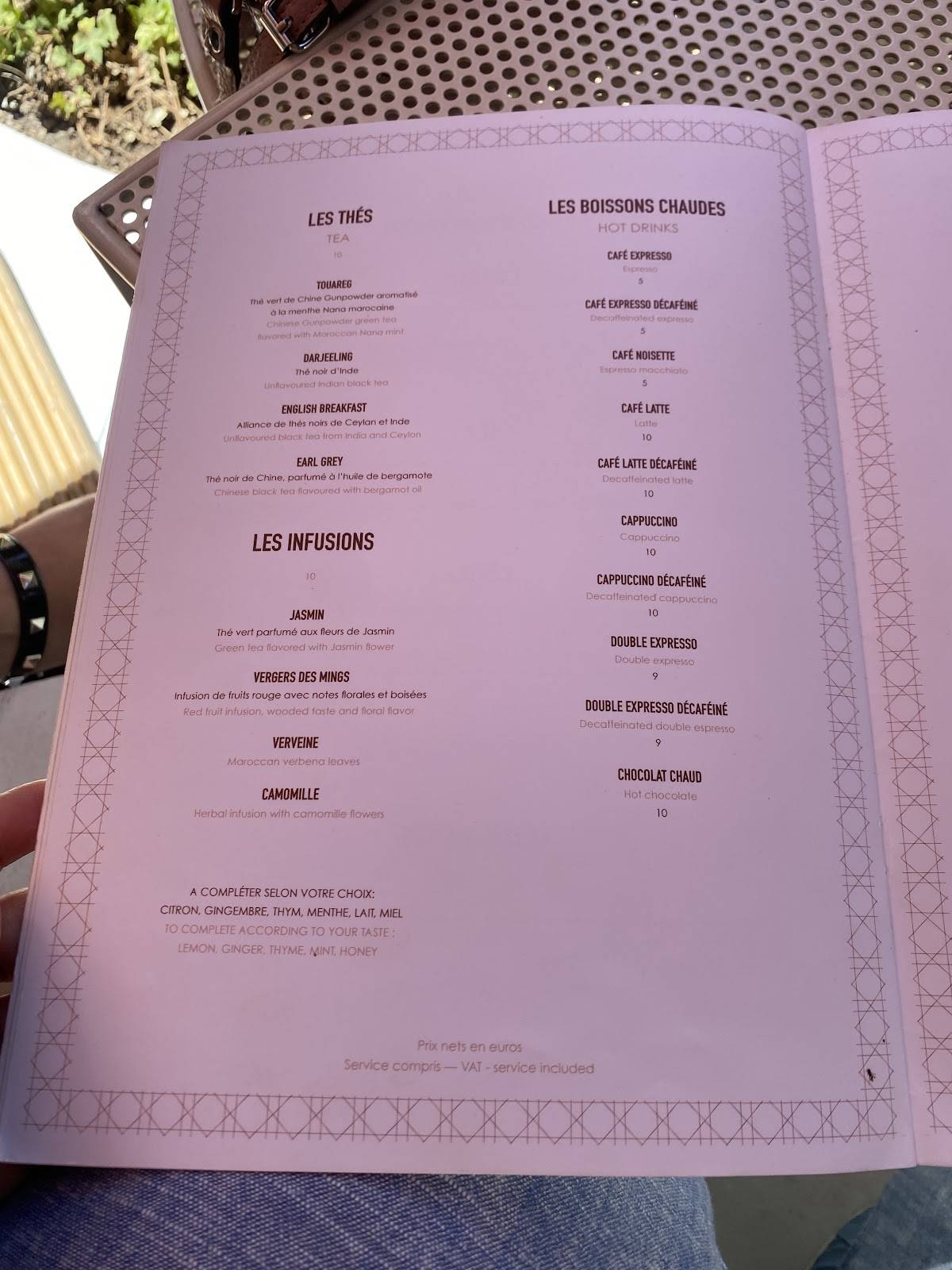 Menu at Dior Des Lices restaurant, Saint-Tropez