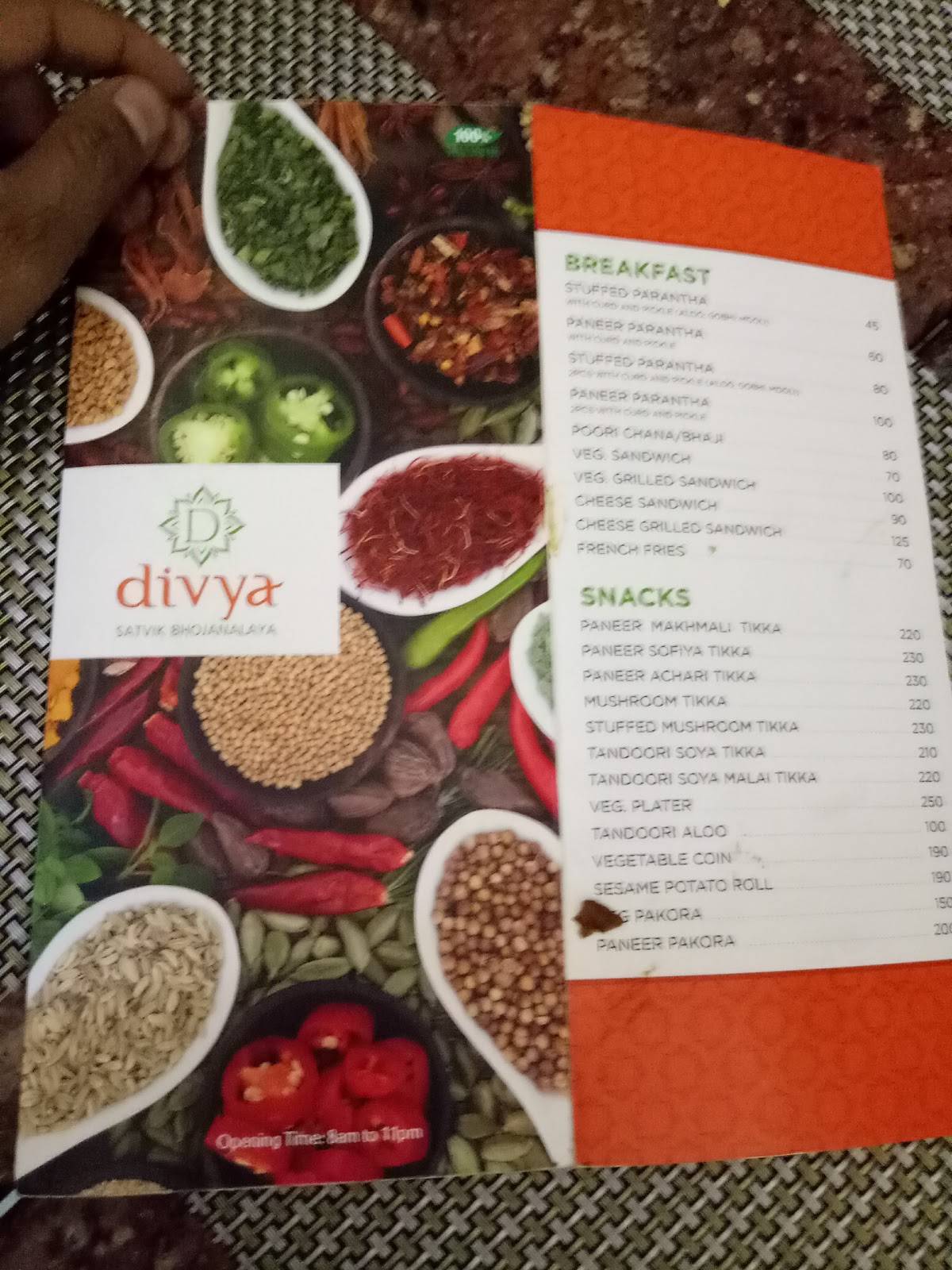Menu at Divya Satvik Bhojanalaya, Nurmahal, Nakodar - Nurmahal Rd