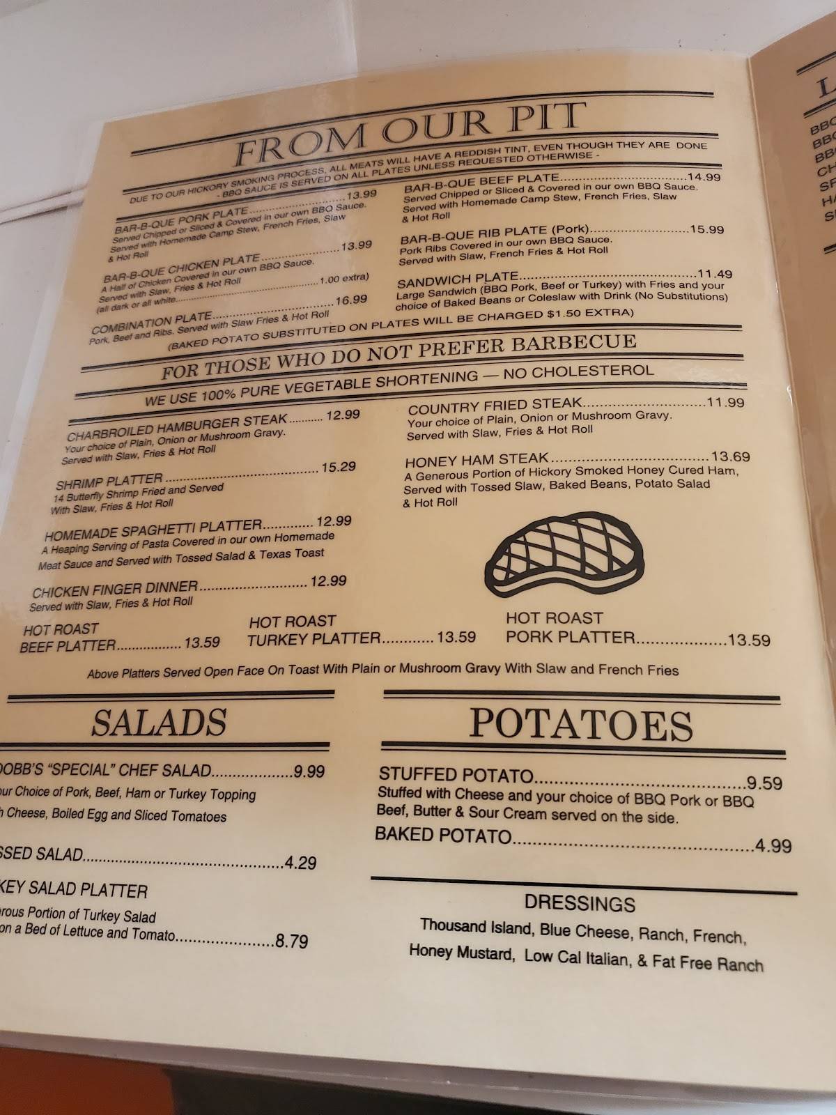 Menu at Dobbs Famous Bar-B-Que, Dothan
