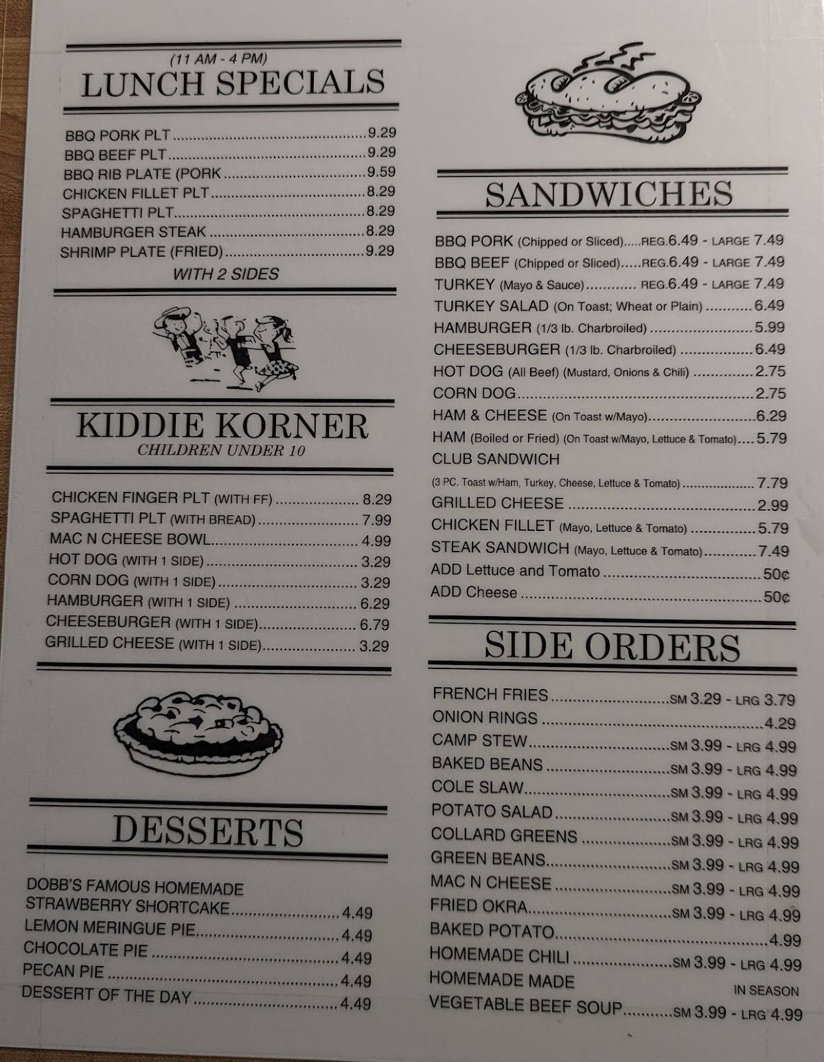 Menu at Dobbs Famous Bar-B-Que, Dothan