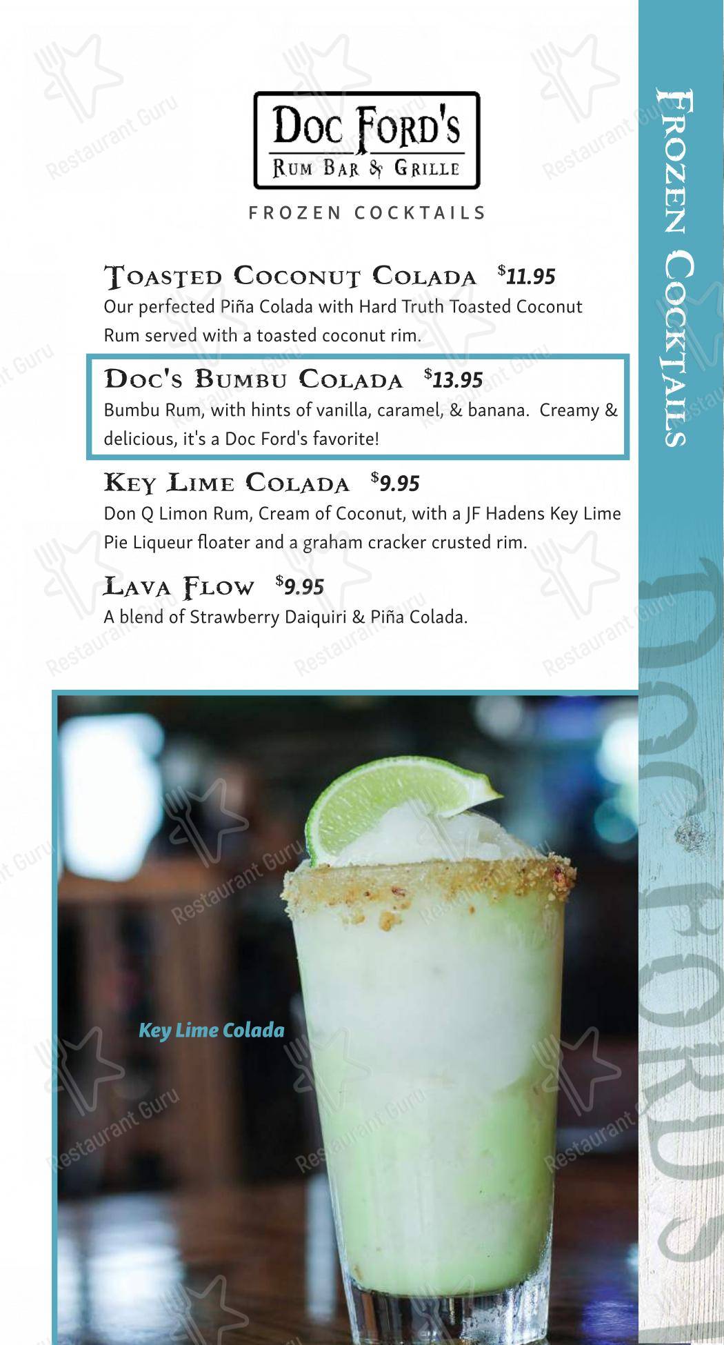Menu at Doc Ford's Rum Bar & Grille - Ft. Myers Beach, Fort Myers Beach