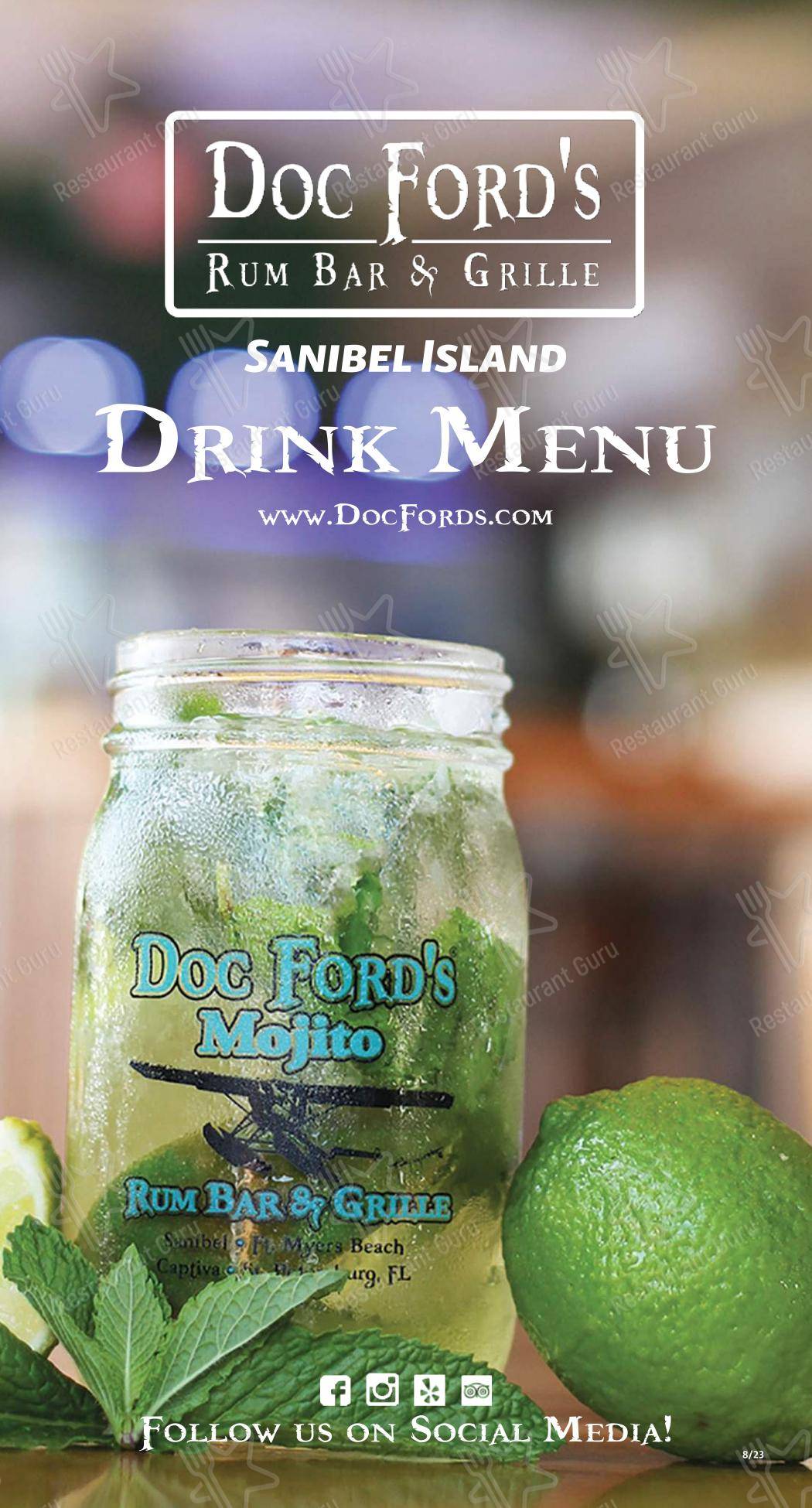Menu at Doc Ford's Rum Bar & Grille - Ft. Myers Beach, Fort Myers Beach