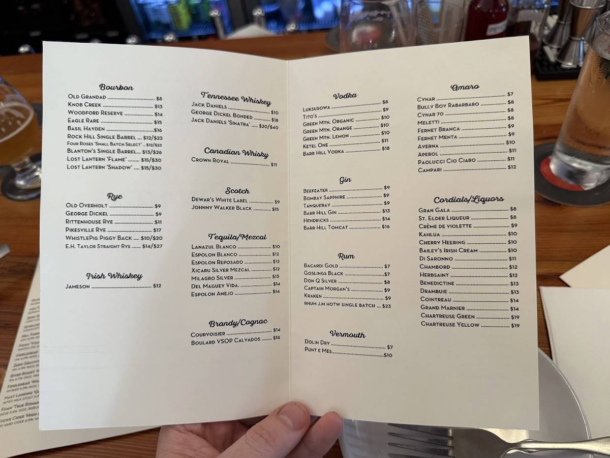 Menu at Doc Ponds pub & bar, Stowe