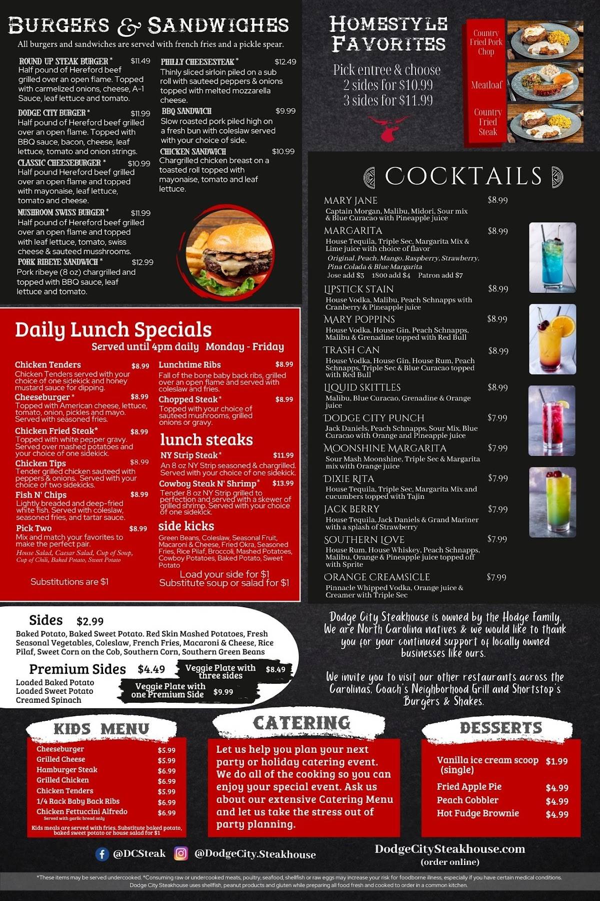 Menu at Dodge City Steakhouse Lenoir, Lenoir