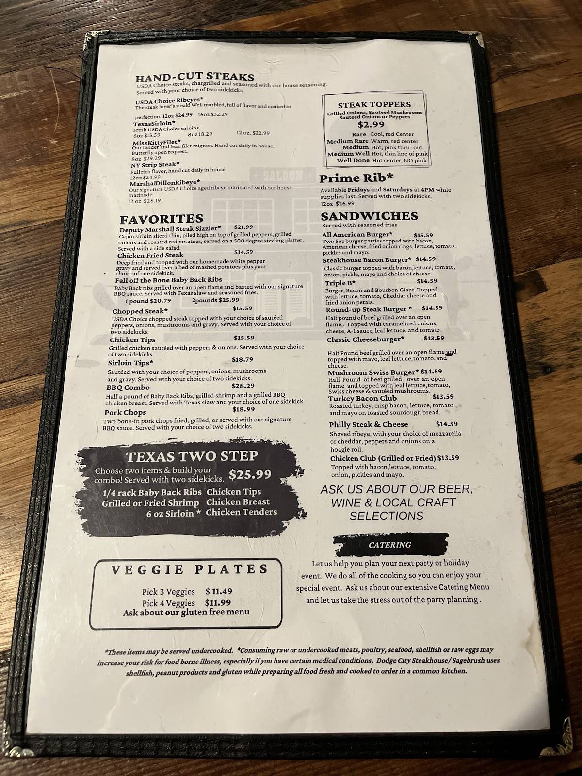 Menu at Dodge City Steakhouse Lenoir, Lenoir