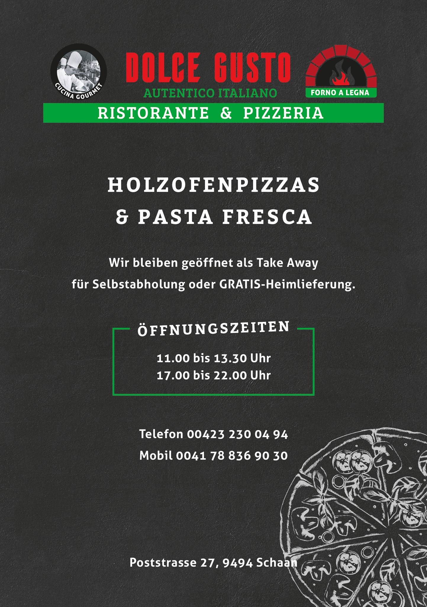 Carta del restaurante Dolce Gusto, Schaan