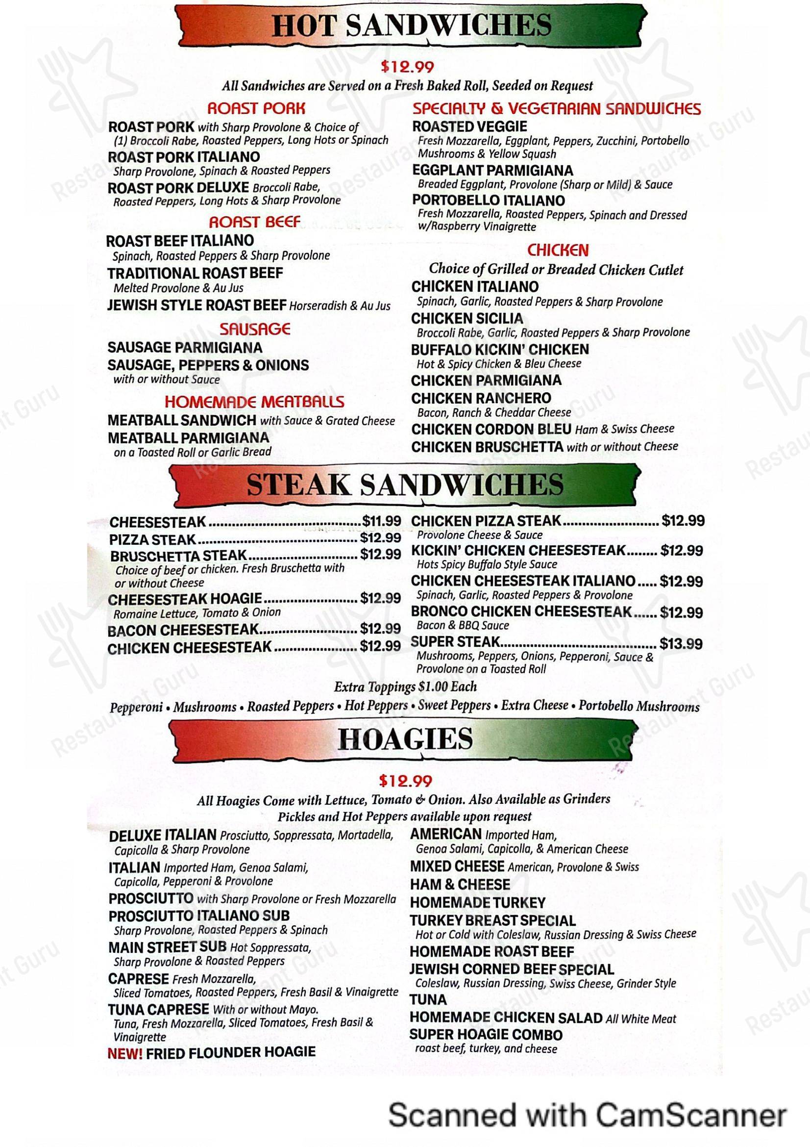 Menu at Don Giovanni's Classic Bakery, Feasterville-Trevose
