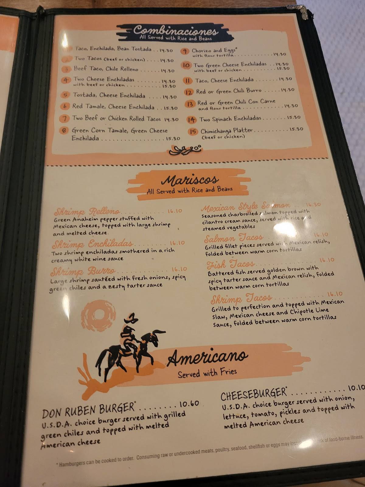 Menu at Don Ruben's Mexican Food restaurant, Surprise