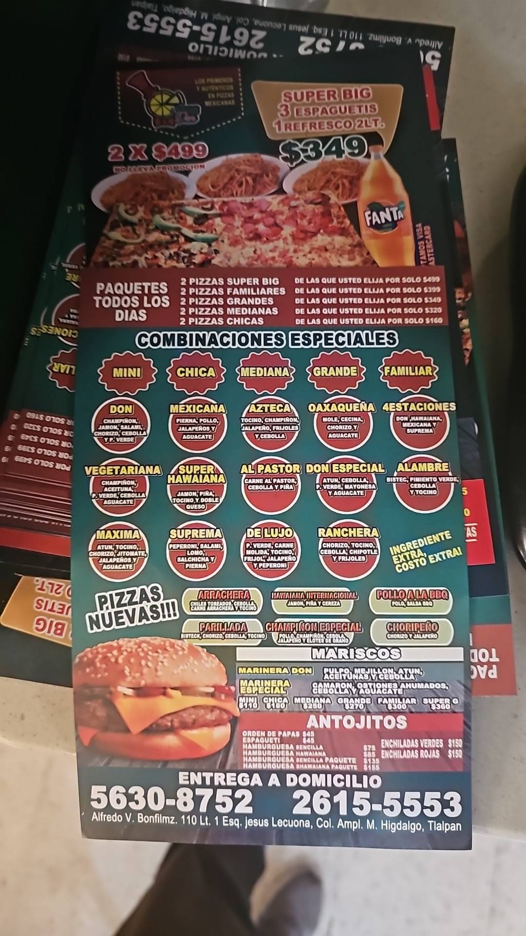 Carta del restaurante Pizzas "Don", Ciudad del México, Alfredo V ...