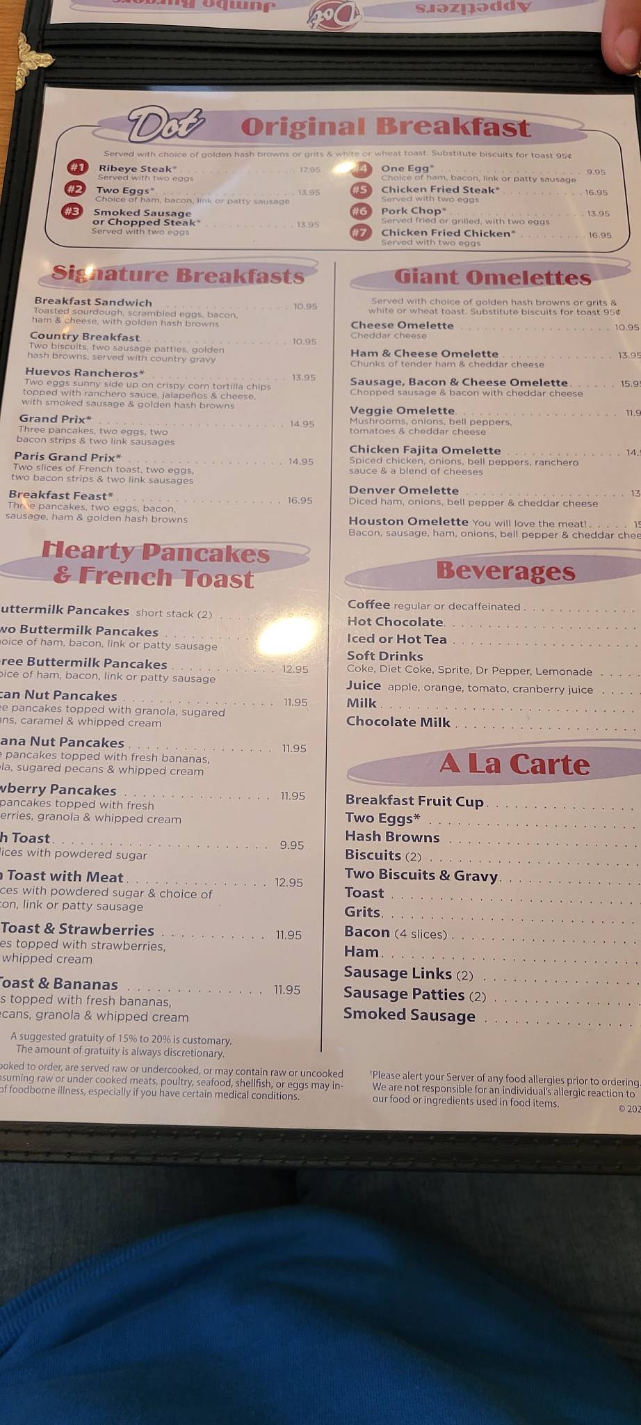 Menu at Dot Coffee Shop restaurant, Houston, I-45 S. at Woodridge