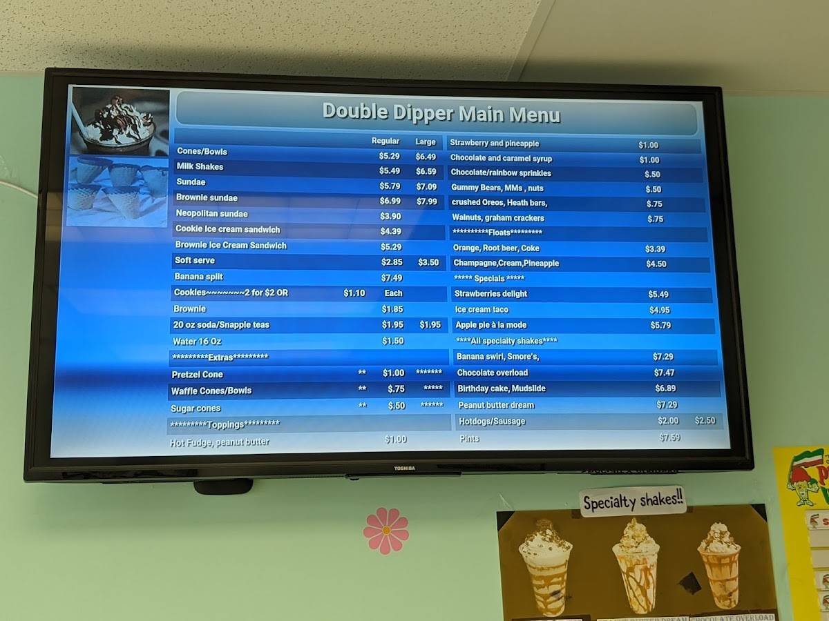 Carta de Double Dipper Ice Cream, Claymont