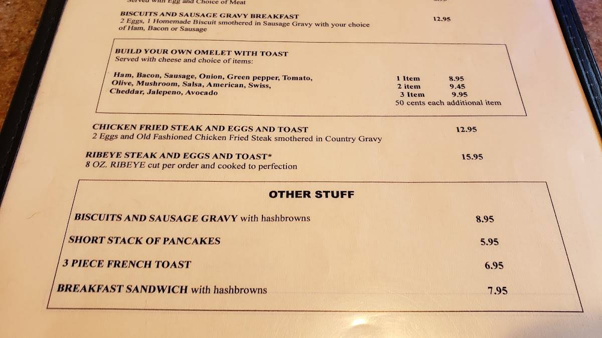 Menu at Drift Inn 50's Diner restaurant, Naches, US-12