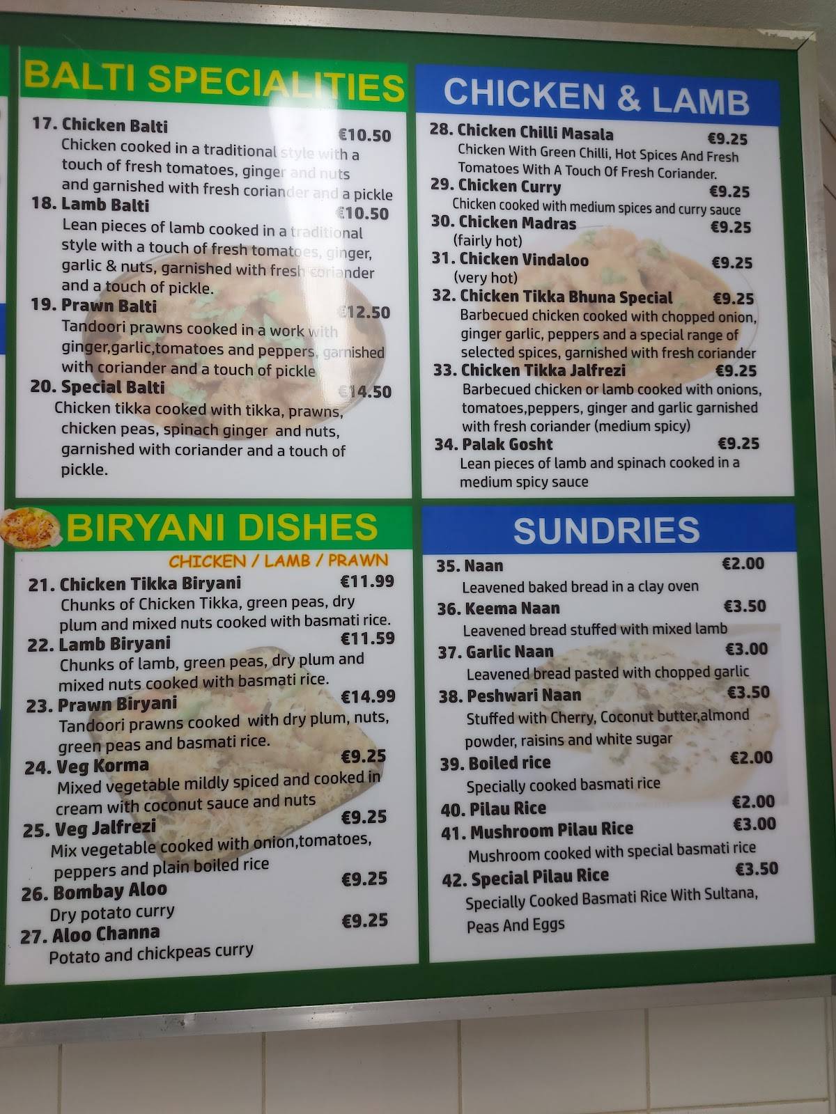 Menu at Tasty Bite restaurant, Dromcolliher