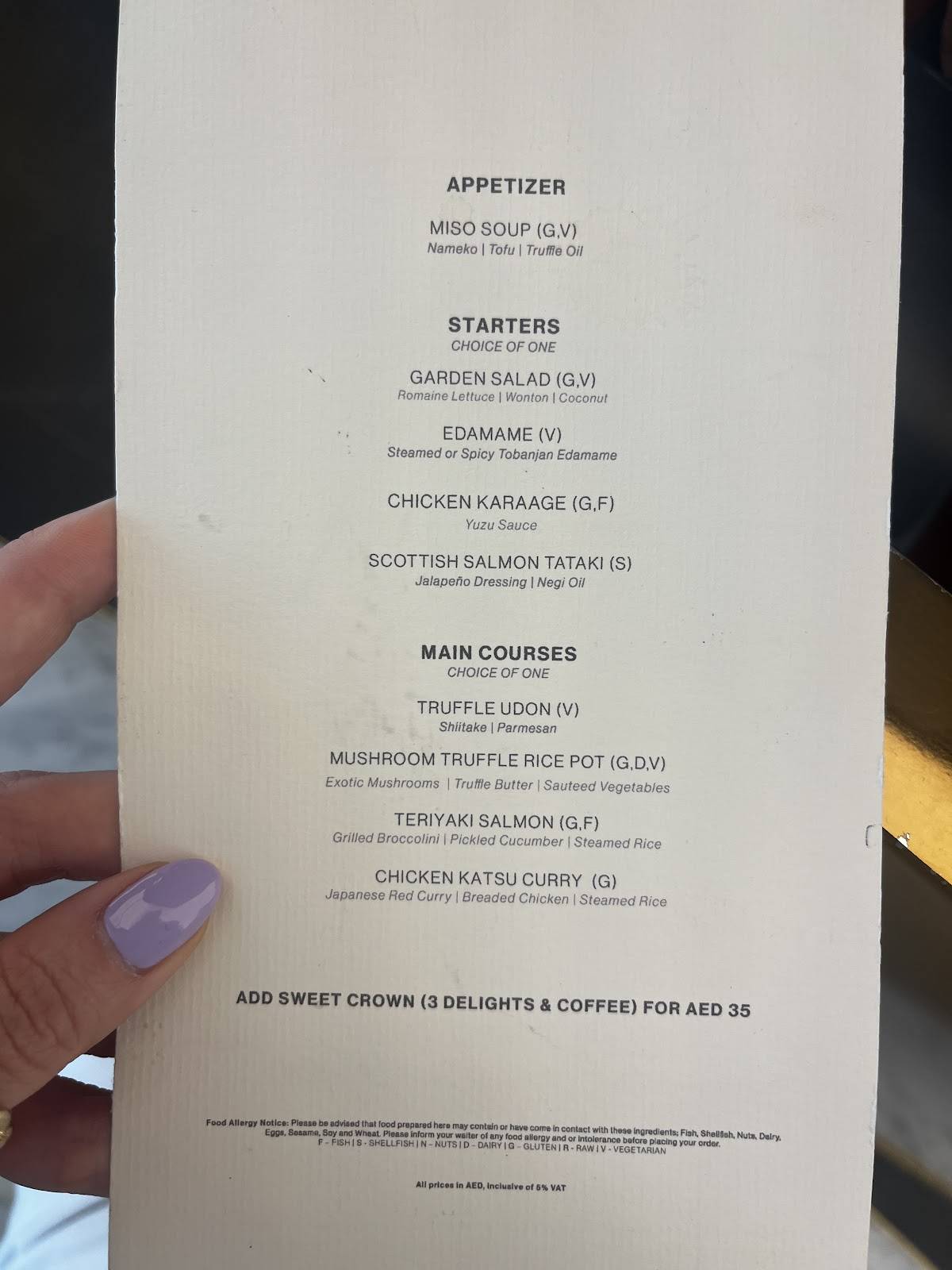 Menu at KATA Dubai Mall restaurant, Dubai