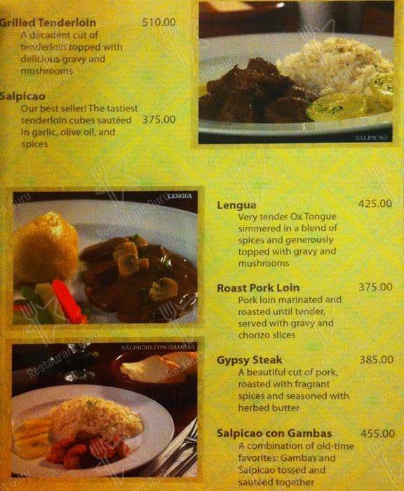Menu at Dulcinea restaurant, Quezon City, Lower Ground Flr