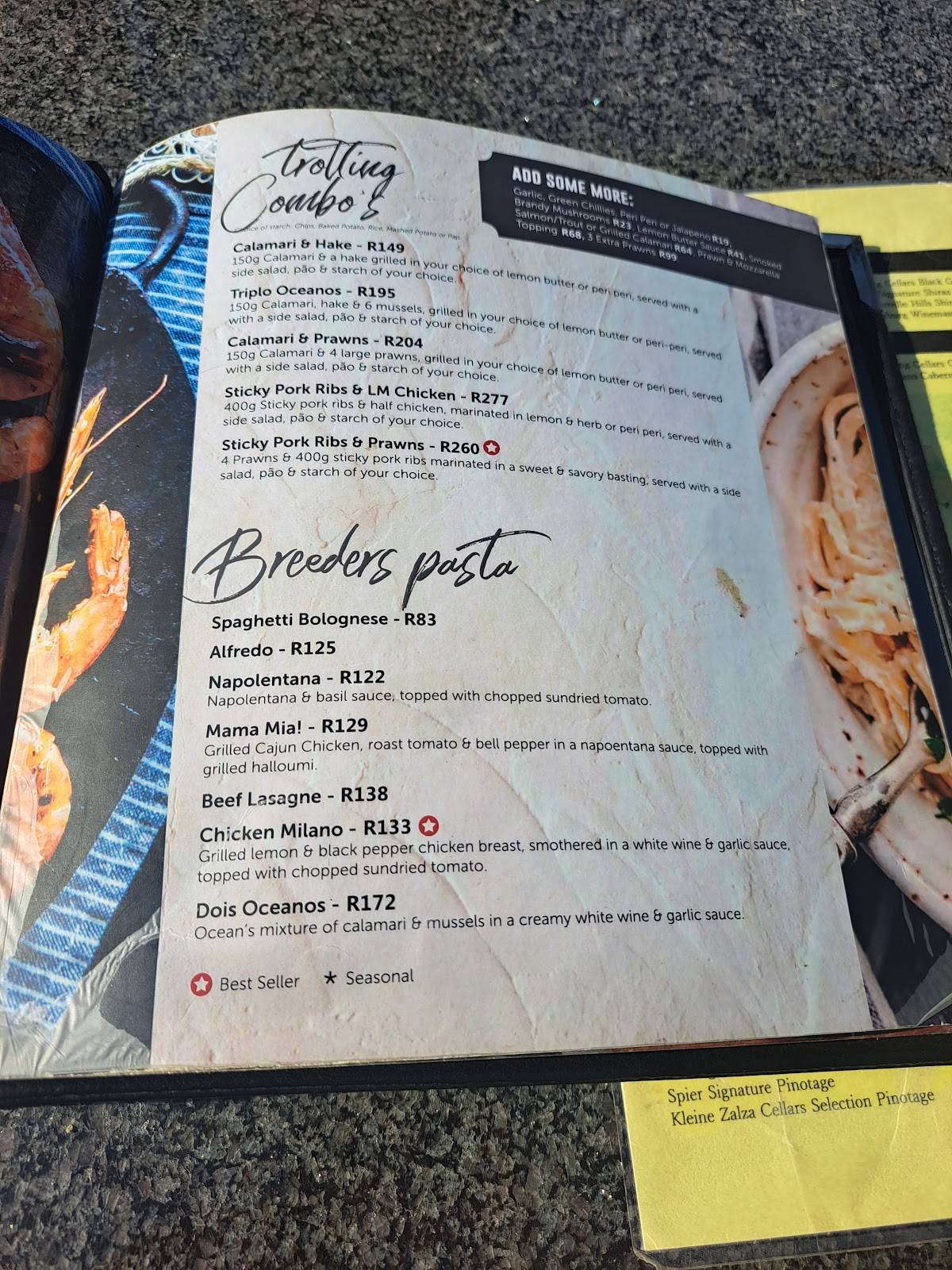 Menu at The Coachman Restaurant, Dullstroom