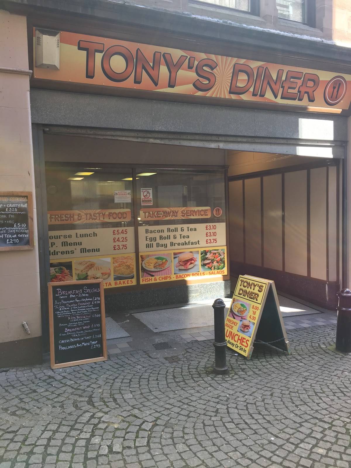 Menu at Tonys Diner restaurant, Dundee