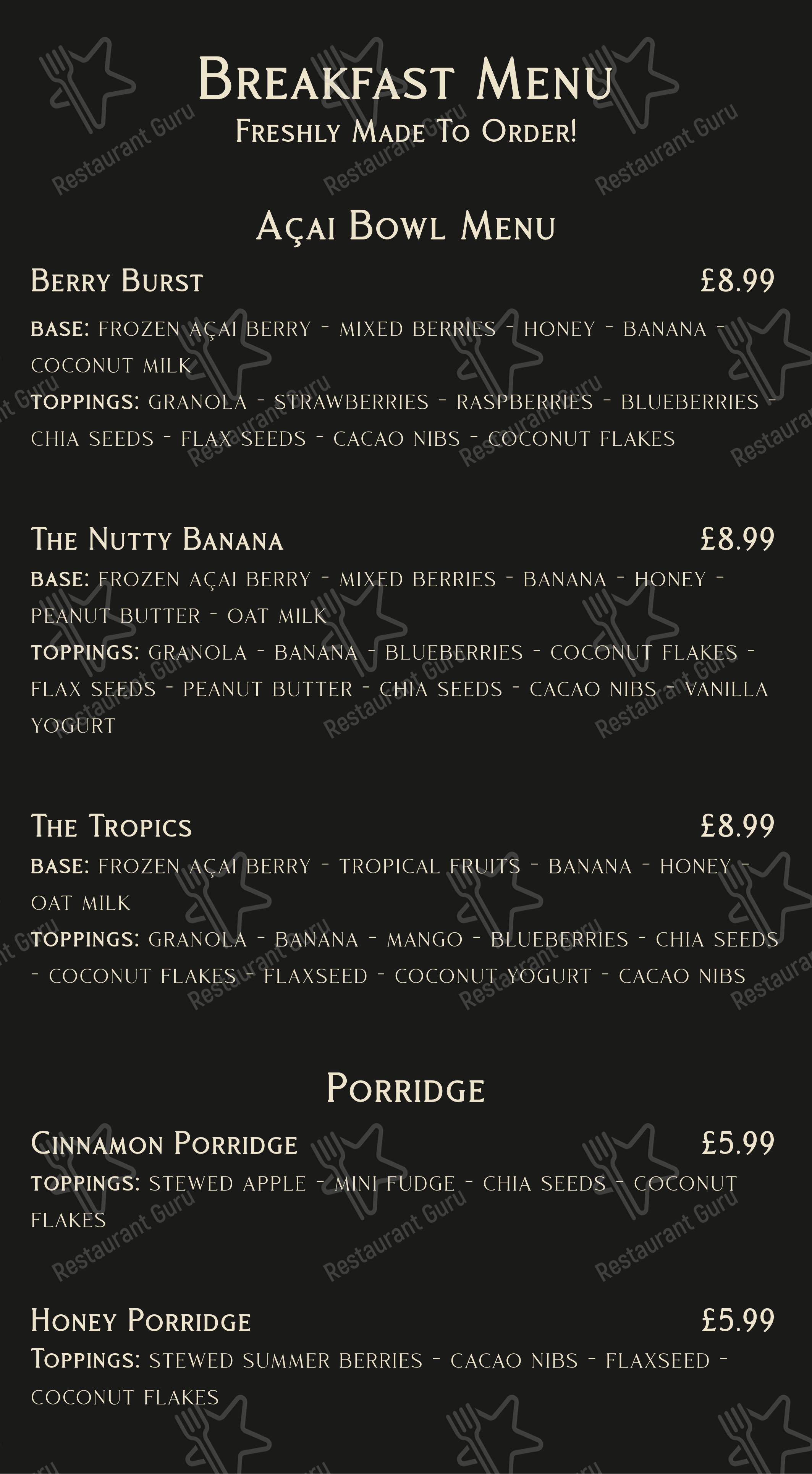 Menu at Dunkertons Park restaurant, Cheltenham