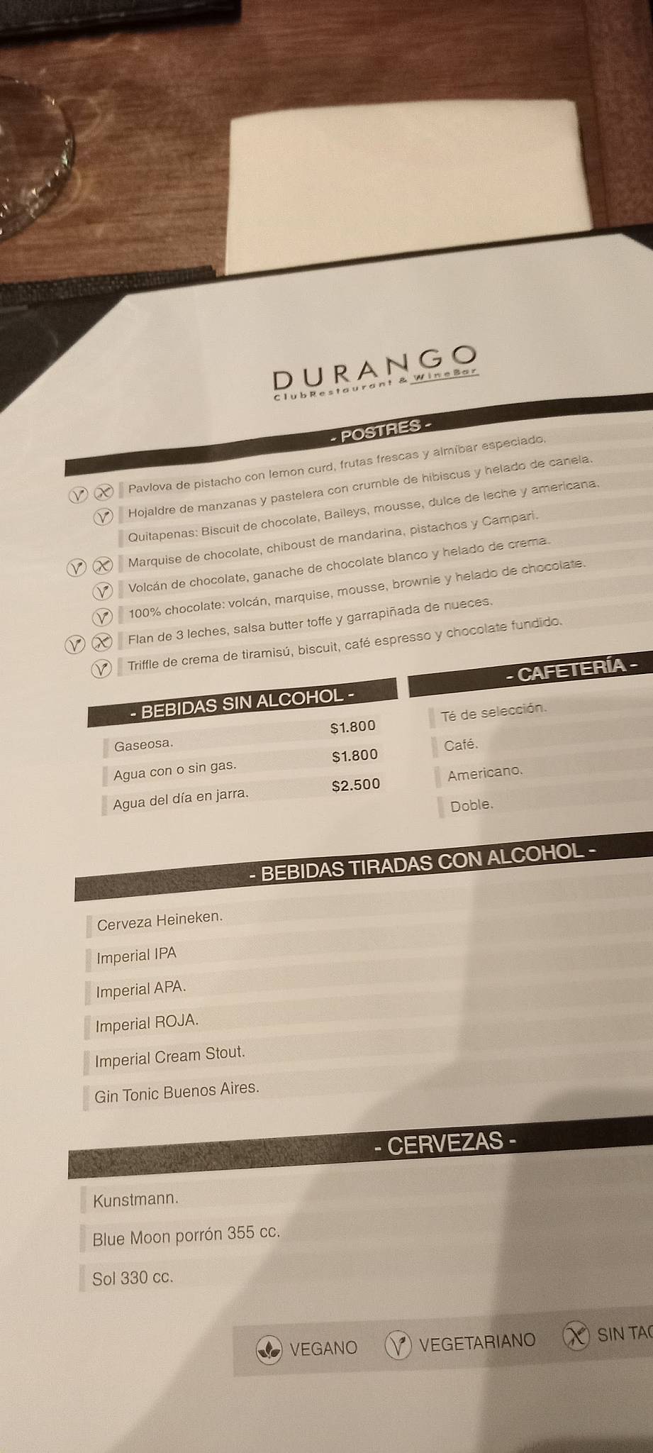Carta del restaurante Durango City Bell, City Bell