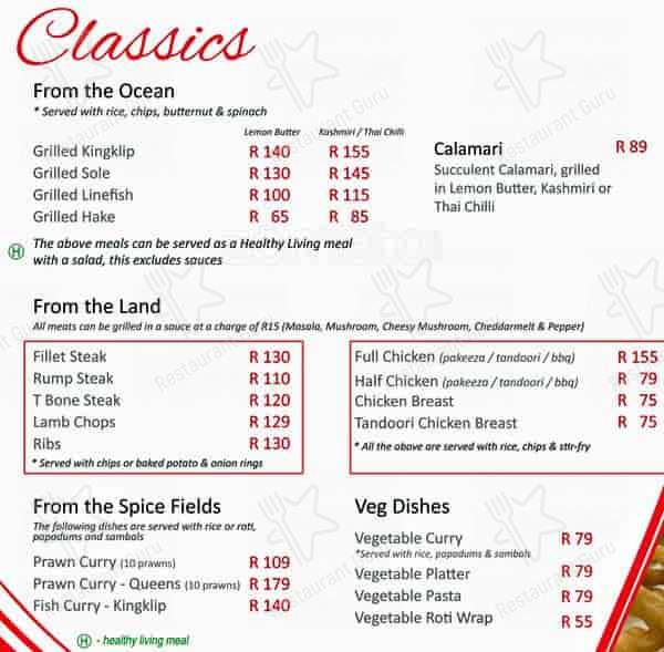 Menu at Jimmy's Killer Prawns Westwood restaurant, Durban, Shop L45